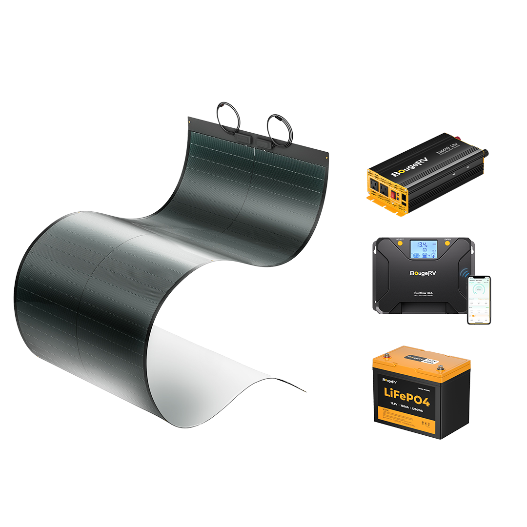 BougeRV 12V 200 Watt CIGS Flexible Solar System Kit (Pre-Punched Holes
