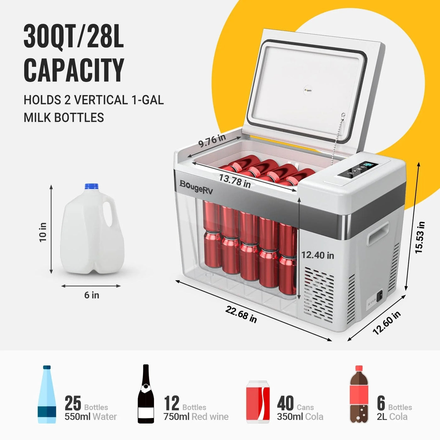 12V 30 Quart (28L) Portable Fridge and 30 Quart Insulated Protective ...