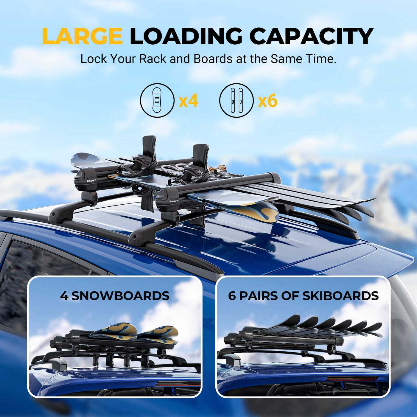 Ski And Snowboard Rack with Anti-Theft Lock – BougeRV