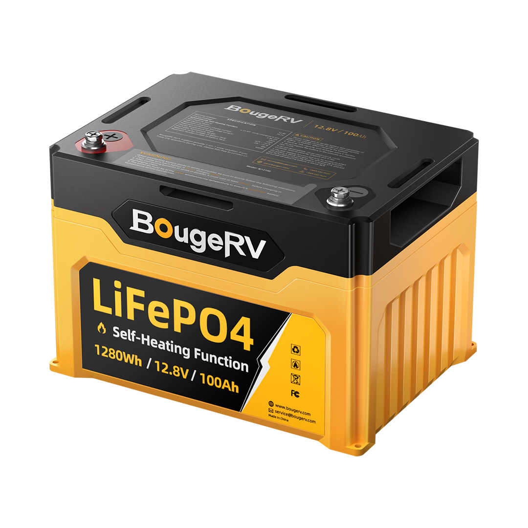 12V 1280Wh/100Ah Self Heating LiFePO4 Battery – BougeRV